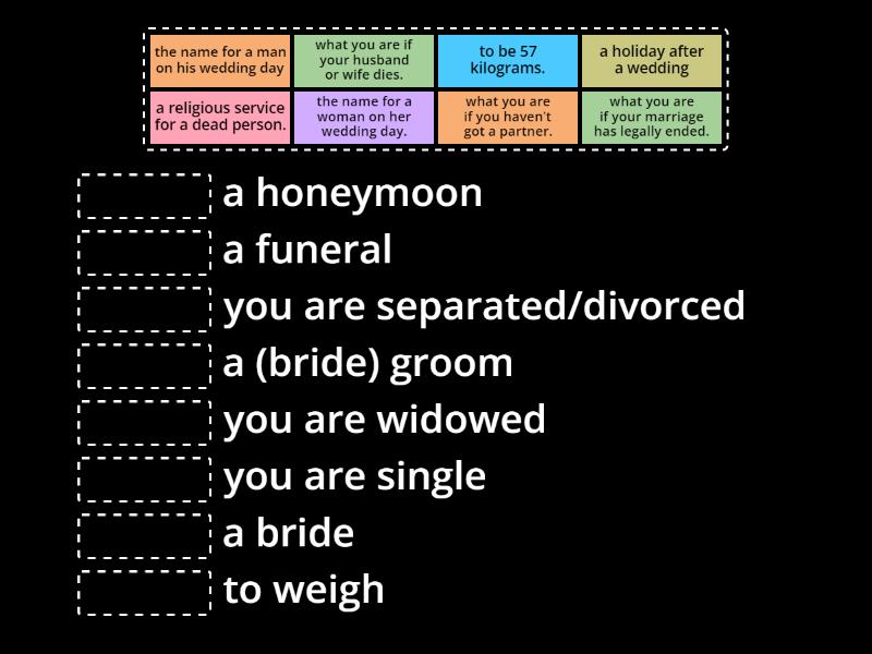 Vocabulary in use (marriage, birth, death) - Match up