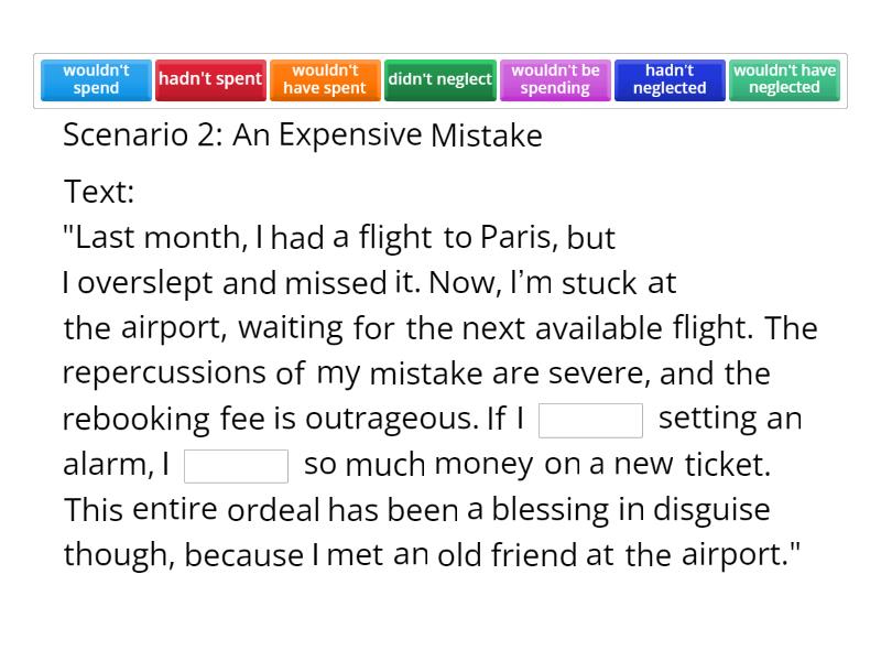 Scenario 2 cloze - Complete the sentence