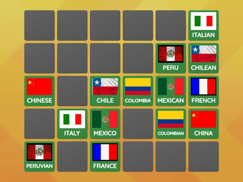 Countries and Nationalities (1) - Matching pairs