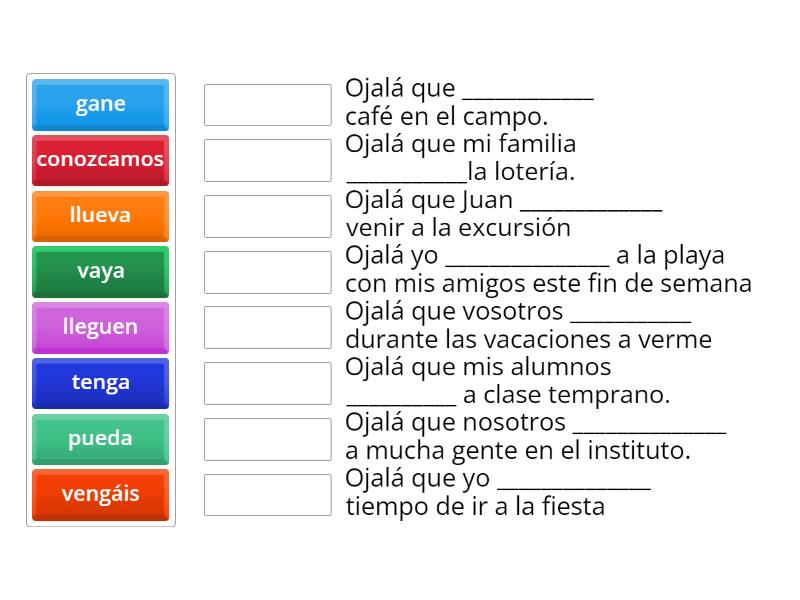 Subjuntivo ojala - Match up