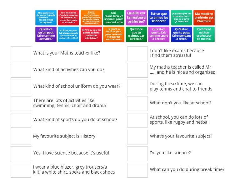 Open Conversation: School - Match up