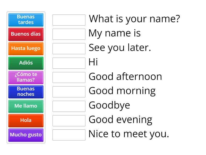 Spanish Greetings and Introductions - Match up