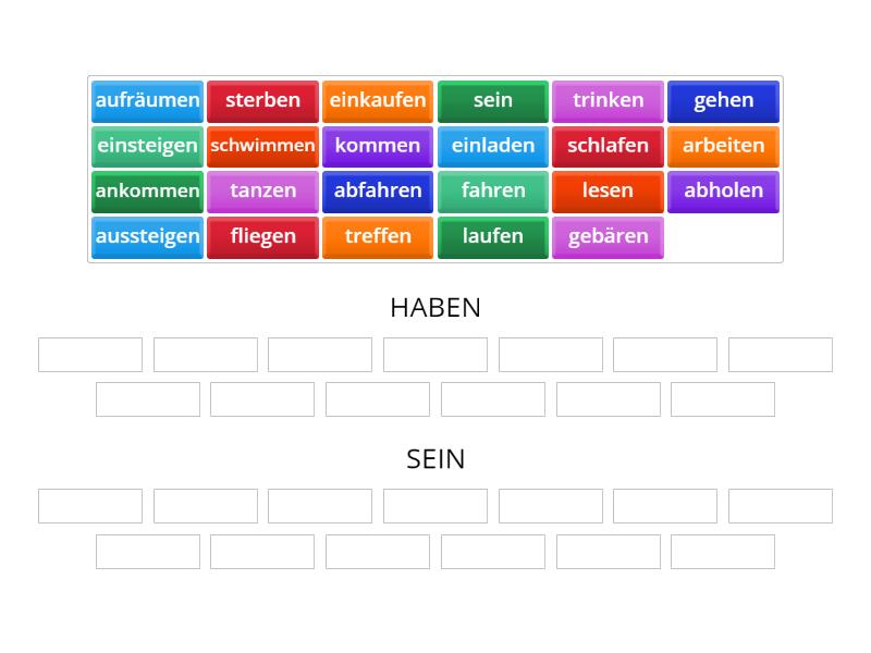 Perfekt mit haben oder mit sein? - Group sort