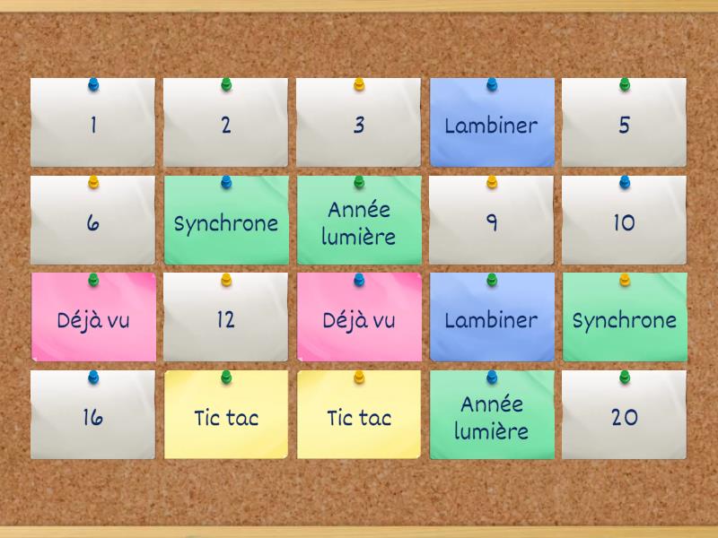 Trouver la paire de mots - Matching pairs