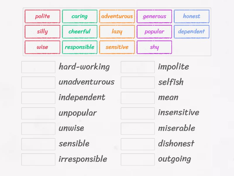 Focus 2 Unit 1.1 antonyms - Match up