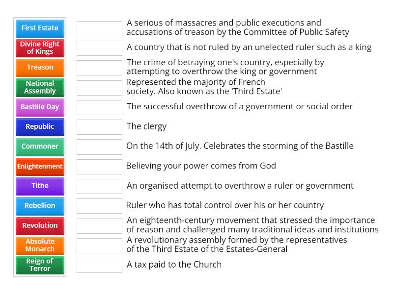 The French Revolution - Match up