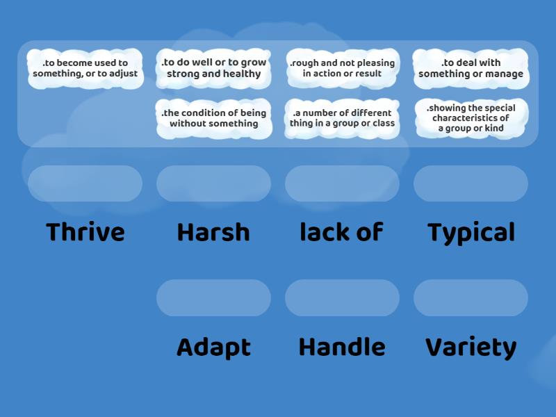 UNIT 5 LIFE IN THE EXTREME - Match up