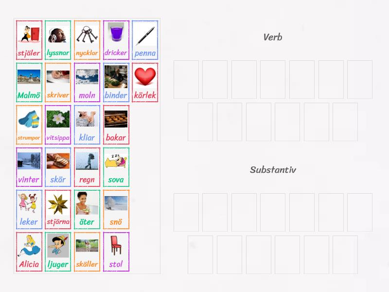 Verb eller substantiv? - Group sort