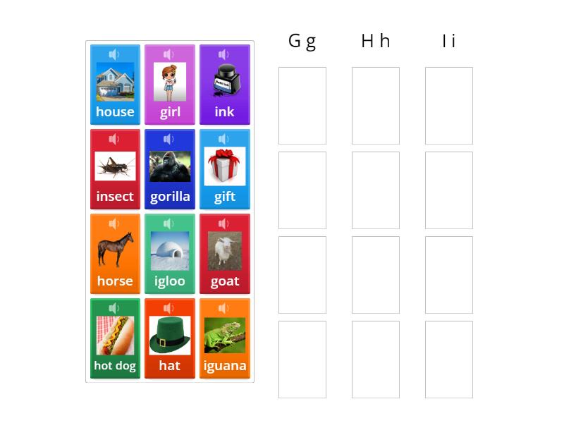 Oxford Phonics 1 Gg Hh Ii sort - Group sort