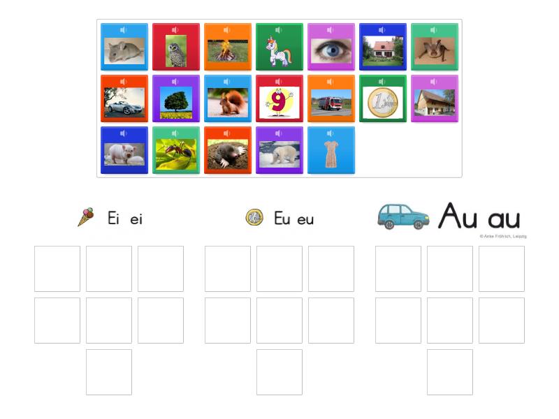 Zwielaute: Au, Ei, oder Eu? - Group sort
