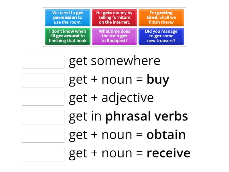 Match the sentences with the correct use of GET (SpeakOut B1, Unit 3 ...