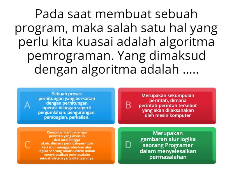 Latihan Soal Bab VII Algoritma dan Pemrograman - Cuestionario
