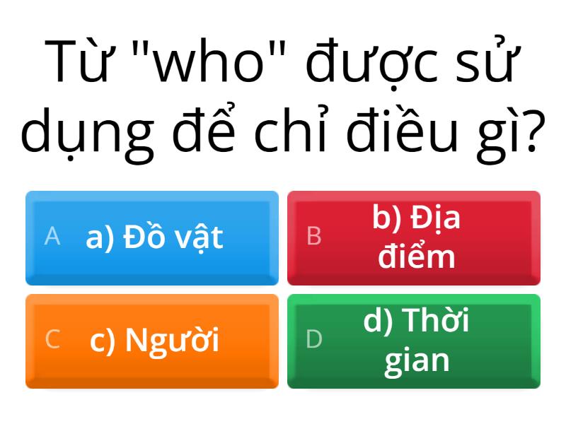 20. Trắc nghiệm (Who, which, whom, that, whose, where, when….) - Quiz