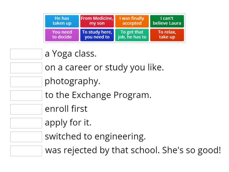 COLLOCATIONS: Career and study plans - Match up