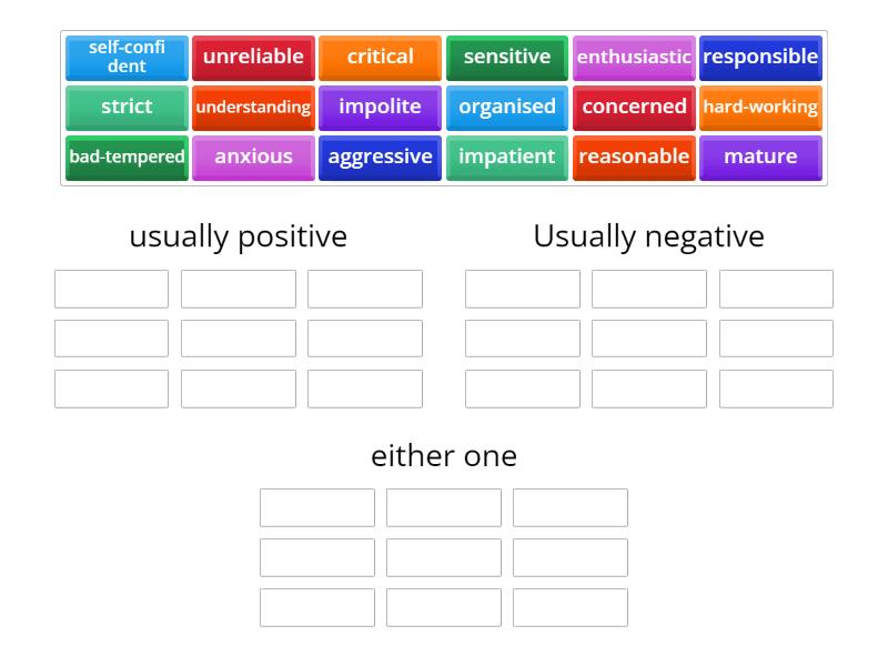 fce adjectvies unit 1 - Group sort