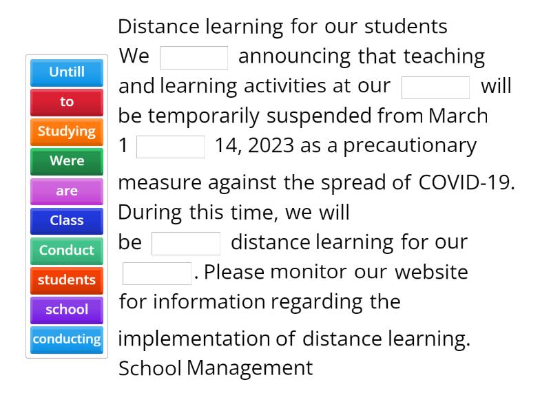 announcement - Complete the sentence