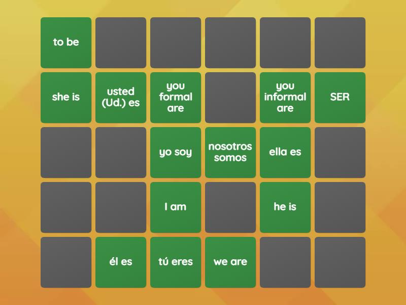 SER and pronouns practice - Matching pairs