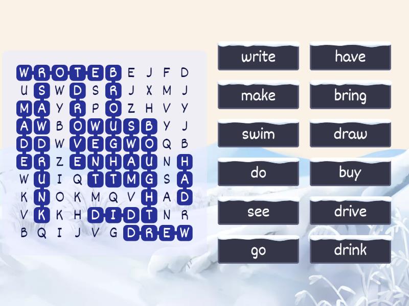 Past simple, irregular verbs - Wordsearch