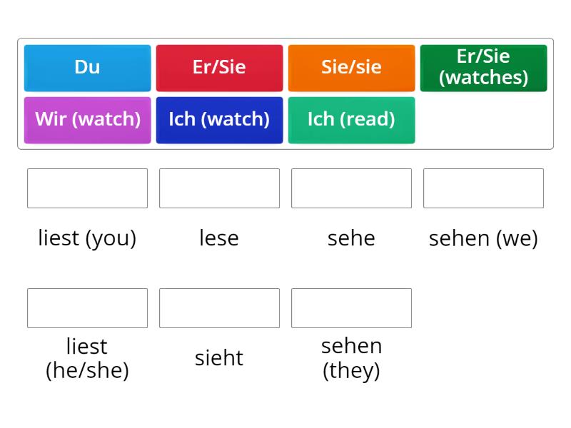 Verbs lesen/sehen - It's a Match