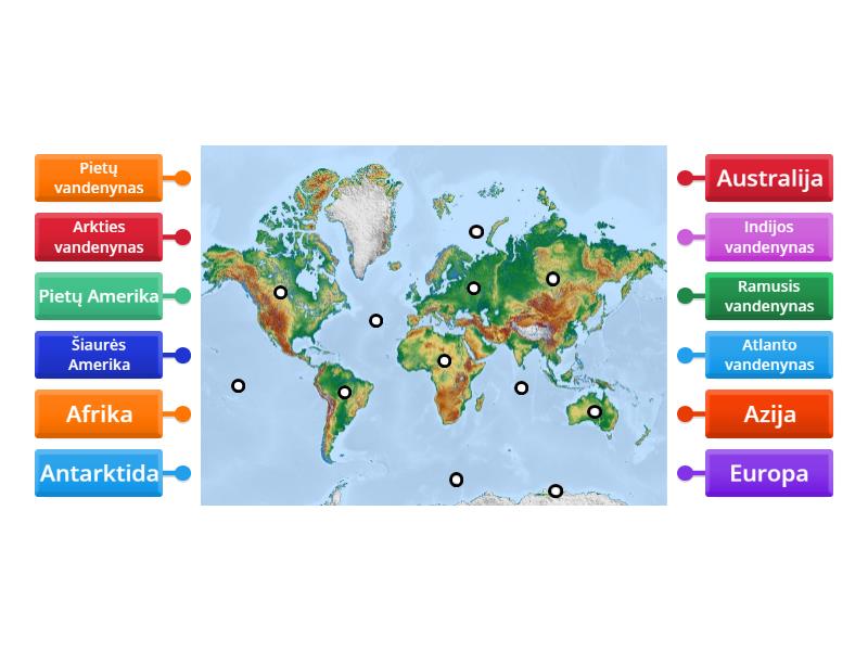 Žemynai ir vandenynai - Labelled diagram