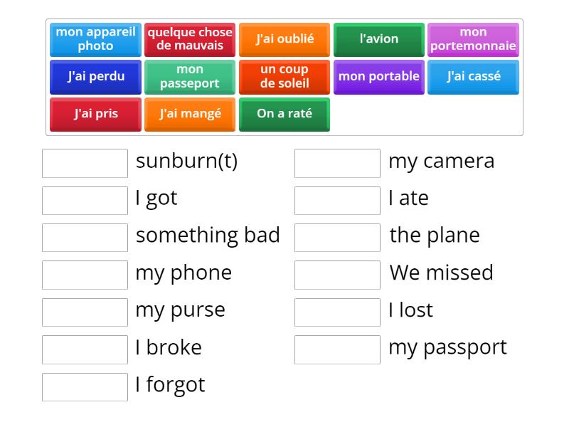 S2 French - Describing Disaster Holidays! - Match up