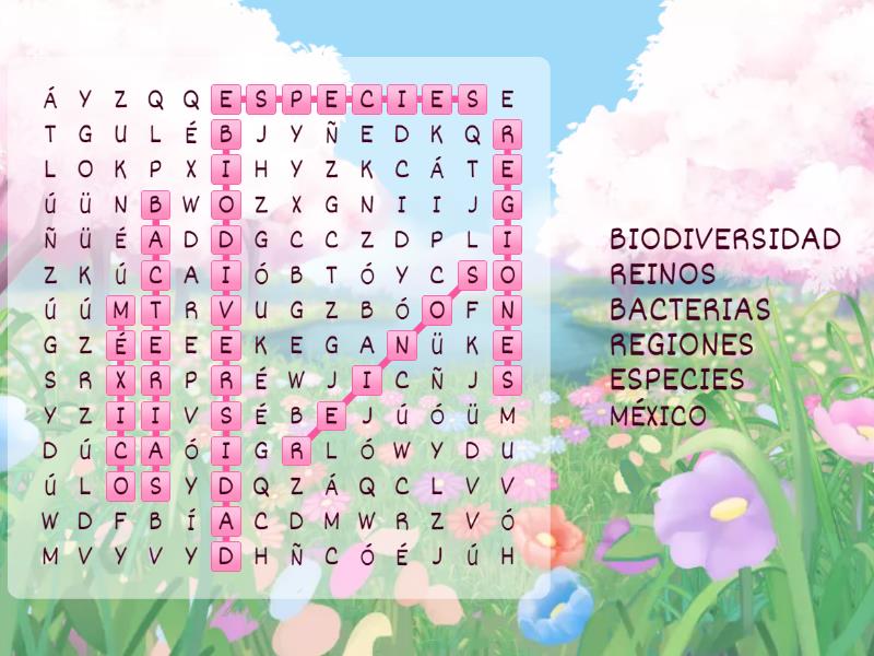 LA DIVERSIDAD DE LOS SERES VIVOS Y SUS INTERACCIONES - Sopa de letras