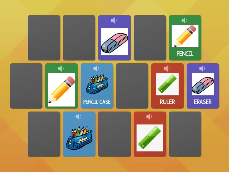 School objects - MEMORY GAME - Parejas