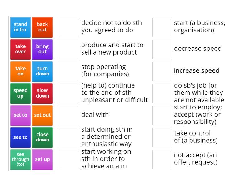 Macmillan EGE Work and Business phrasal verbs - Match up