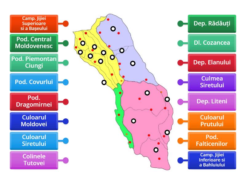 Podisul Modlovei Unitati geografice - Labelled diagram