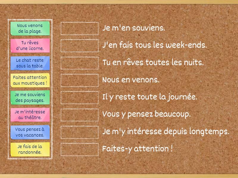 N5 - Les pronoms "y" et "en" - Match up