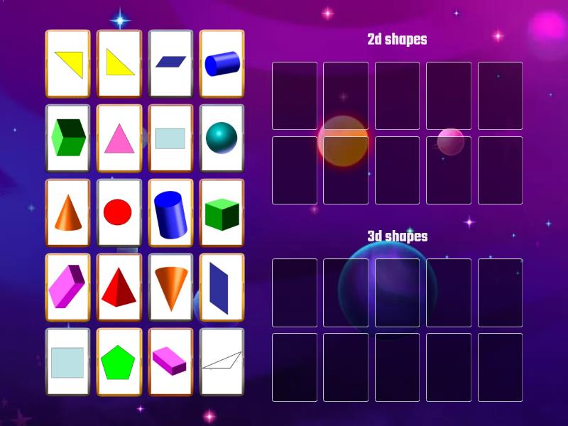 Classifying 2d and 3d shapes - Group sort