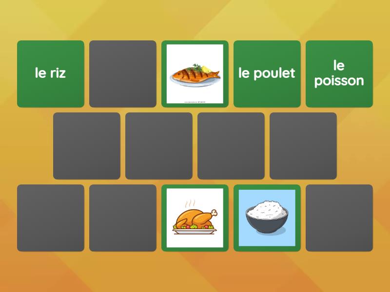 les aliments - Matching pairs