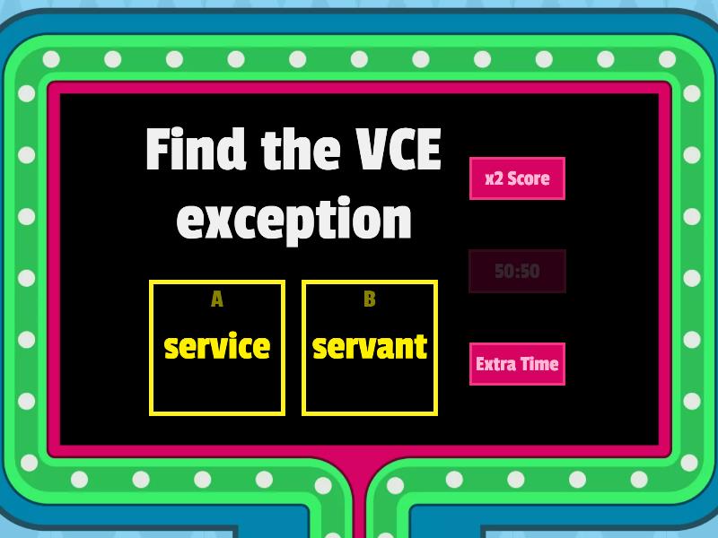 10.1 VCE Exceptions - Gameshow quiz