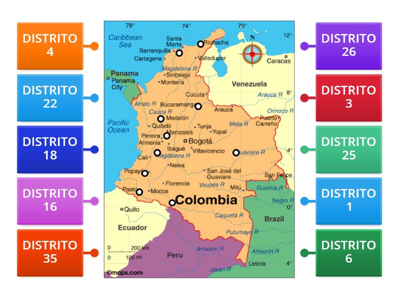 LOS DISTRITOS DE LA IPUC - Labelled diagram