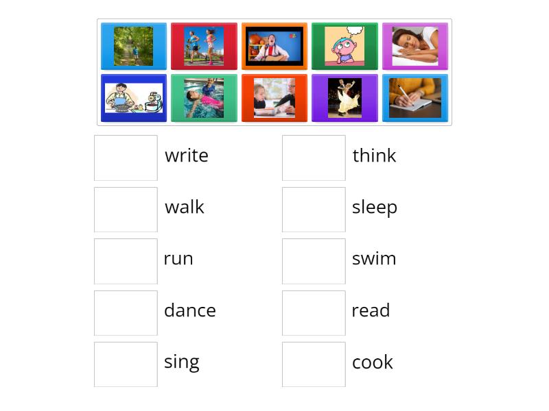 Practice 12 Action Verbs - Une las parejas