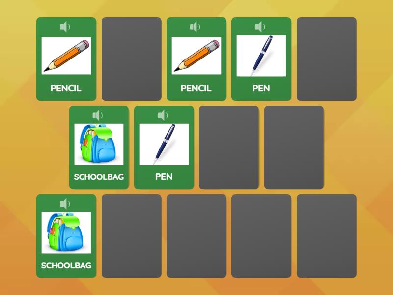 SCHOOL SUPPLIES - Matching pairs