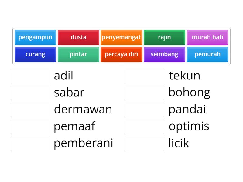 Pasangkan kata-kata ini dengan sinonimnya! - Match up