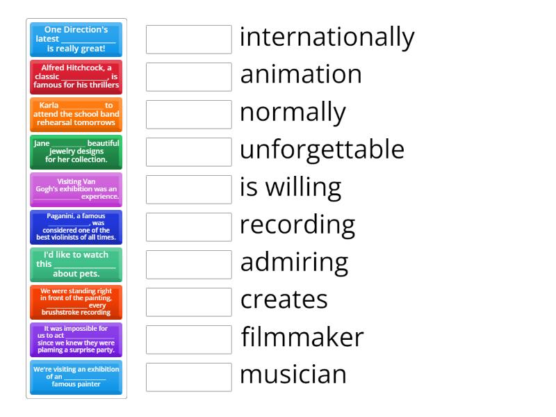 AMCO B2+ Unit 8 Vocabulary Builder - Match up