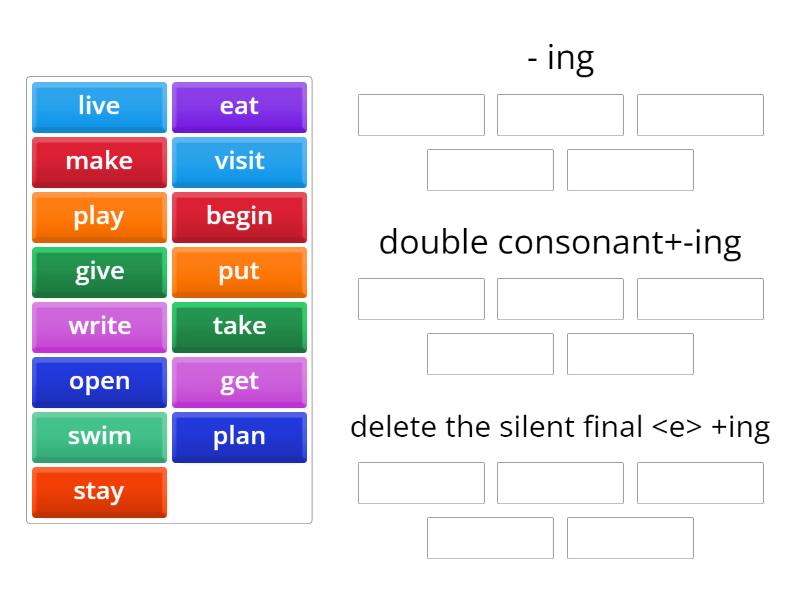 B1B - 2024 -1 : ING Spelling Rules - Present Continuous - Group sort