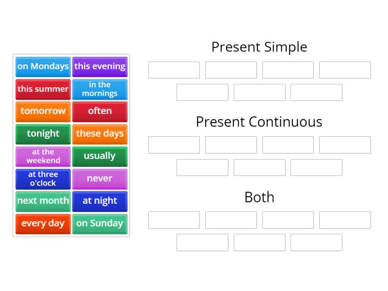 Put these verbs into the correct group. - Group sort