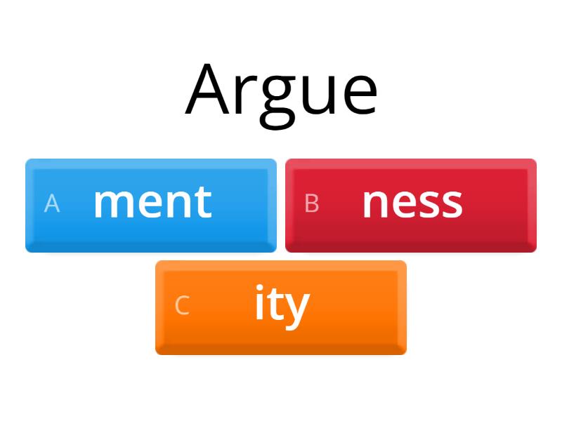 Suffixes ment, ness, ity - Cuestionario