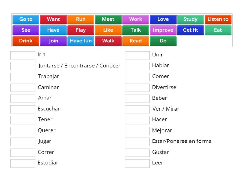 Unit 2 - Verbs - Match up