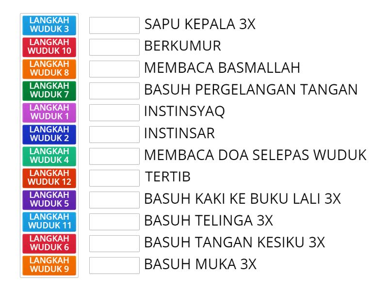 KUIZ WUDUK 2- PADANKAN TURUTAN LANGKAH BERWUDUK - Match up