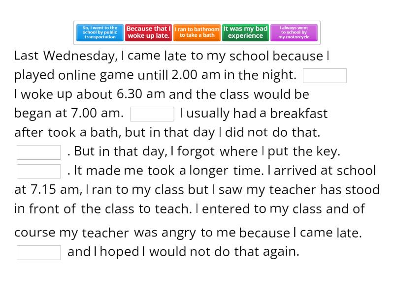 Completing Sentences in Recount Text - Complete the sentence