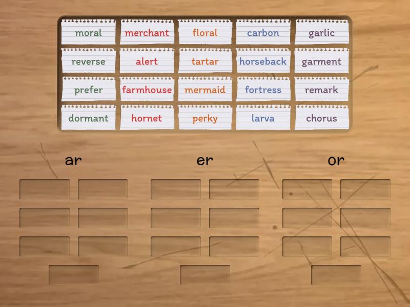 Bossy r Words - Group sort