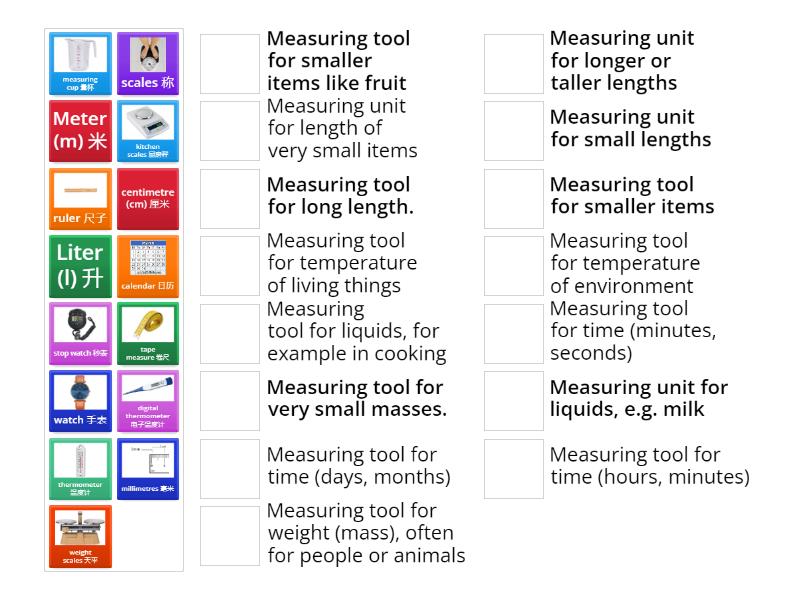 Measuring units and tools - Match up
