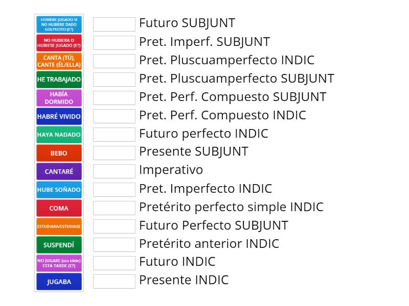 Verbos indicativo/subjuntivo - Match up