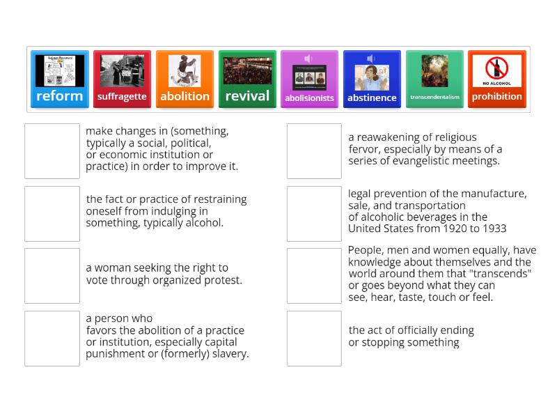 Reform Movement - Match up