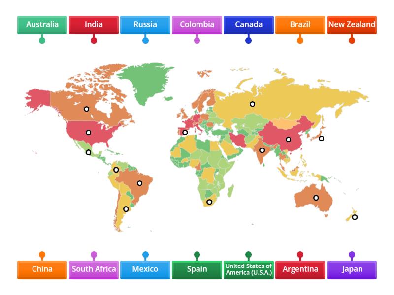 Match the countries - Labelled diagram