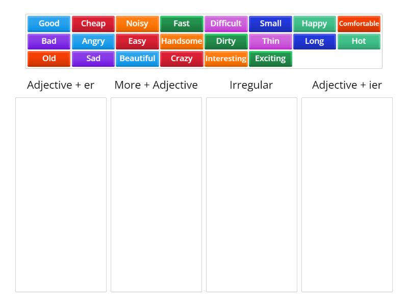 Comparative Adjectives - Categorize